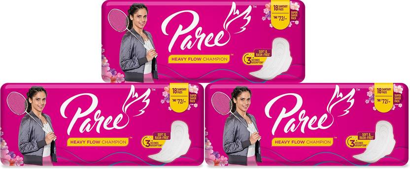 Paree Soft & Rash Free Sanitary Pads For Heavy Flow 18 Pads- Regular ...