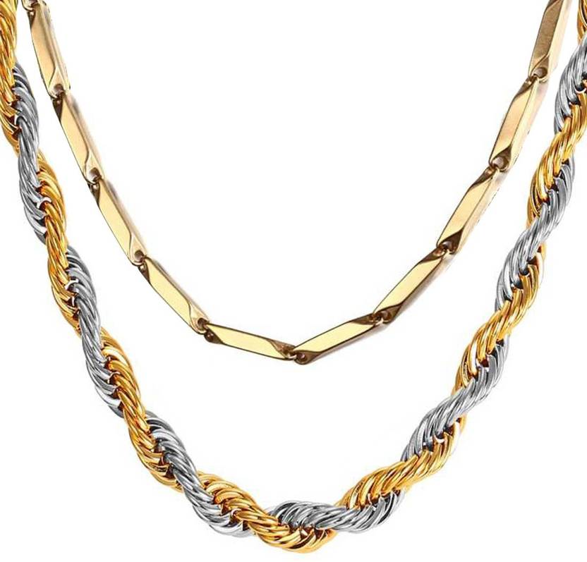 Shiv Jagdamba Dual Tone Rope Chain With Classic Wheat Link Chain Combo ...