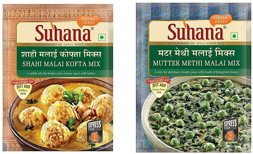 SUHANA Veg Mutter Methi Malai Mix 50g x 4, Shahi Malai Kofta 50g x 4 ...