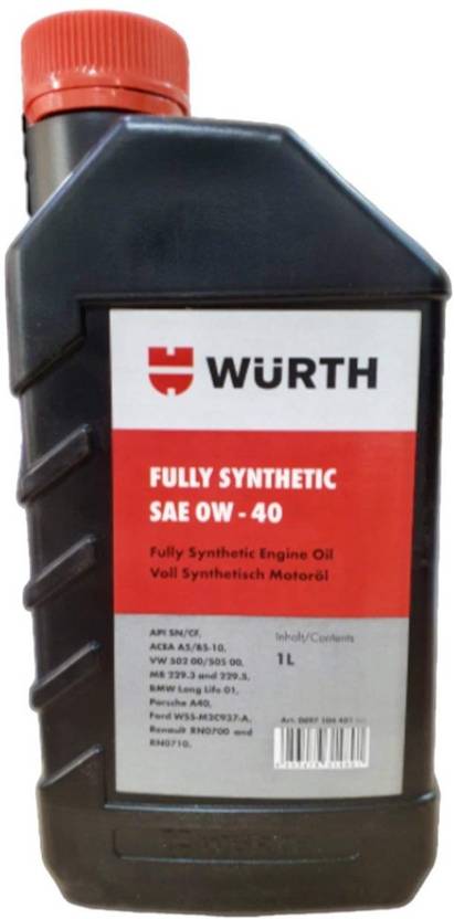 wuerth WURTH 0W40 FULL SYNTHETIC ENGINE OIL 1 LITRE Wuerth 0W40 Api Sm ...