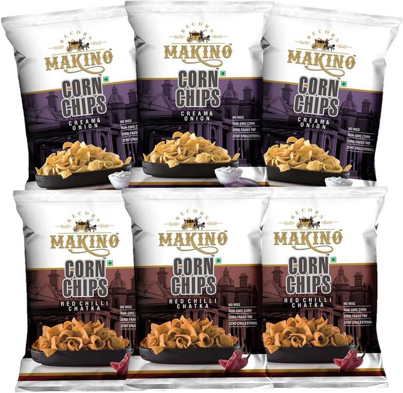 MAKINO Corn Chips(Cream & Onion, Red Chilli Chatka) Chips Price in ...
