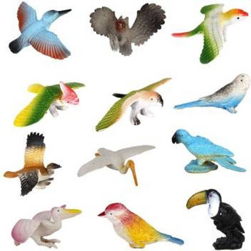 Sai 33 12pcs Different Kinds Birds Toy Set Plastic Birds Play Toys Bird ...