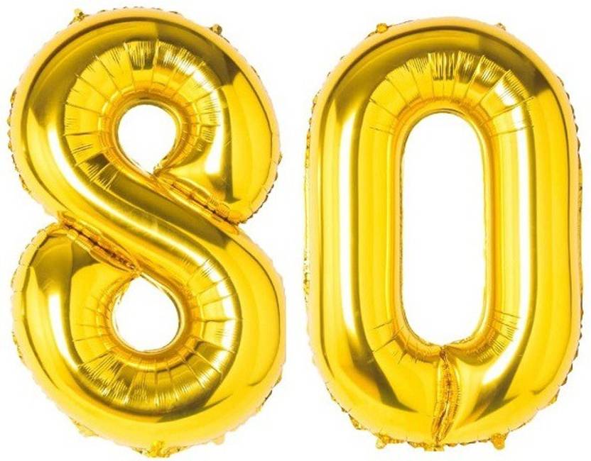Flipkart.com | Gleam Solid 16 Inch 80 Number Gold Foil Balloon For ...