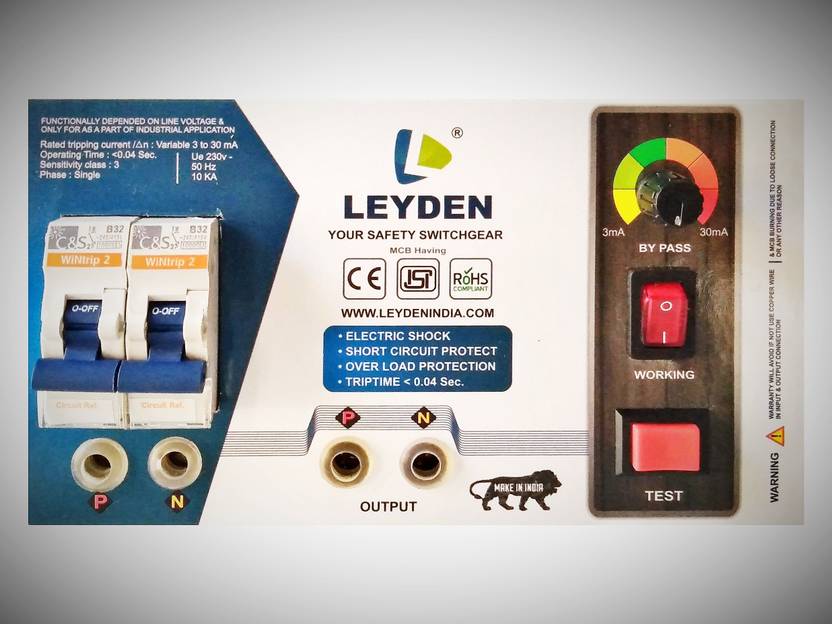 Leyden LSB32 ELCB+MCB Single Phase 2 pole ELCB + RCCB + ISI Marked MCB ...