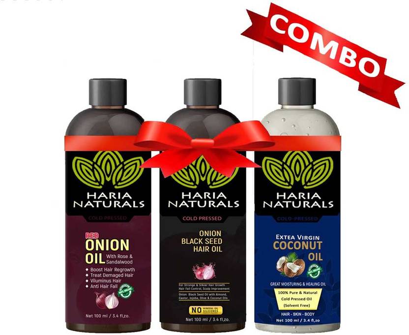 Haria Naturals 100% Cold Pressed Red Onion Oil & Onion Blackseed Oil ...