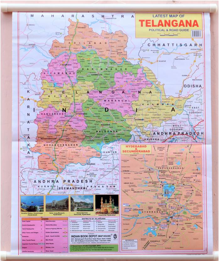 Telangana Political Map (English) 18*23 Paper Print - Educational ...
