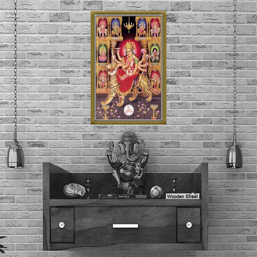 god & god's 46 cm Nav Durga Mata Rani Sparkle Lamination Sticker Self ...