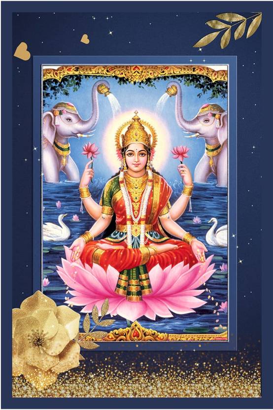 god & god's 46 cm Laxmi Mata Ji Sparkle Lamination Sticker Self ...