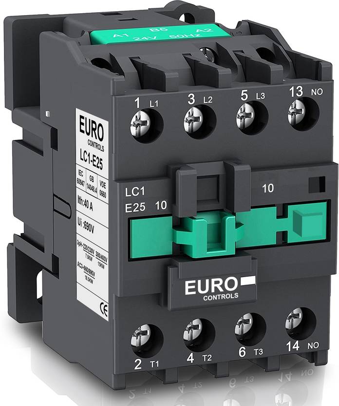 EURO Power Contactor LC1-E25 25 Amps 220 v AC 3 Pole 3NO Copper coil ...