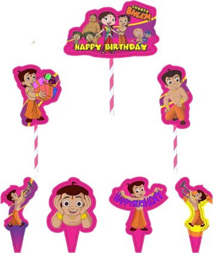 Kriyanshiv Multicolor 7 Piece Chhota Bheem Theme Cake Toppers Cake ...