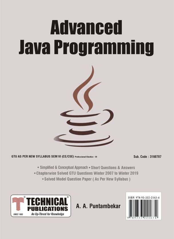 Advanced Java Programming For Gtu 18 Course Vi Cse Prof Elec Iii 3160707 Buy Advanced