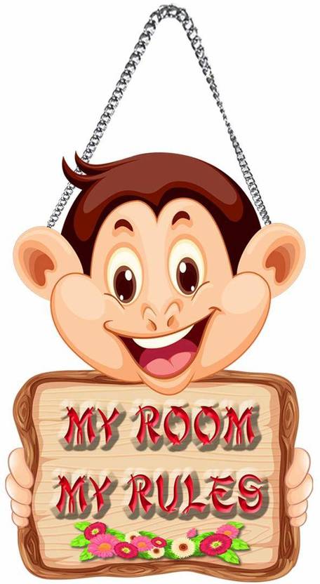 CTW My Room My Rules Quote Printed Home Wall Door Sign Hanging (Wooden ...