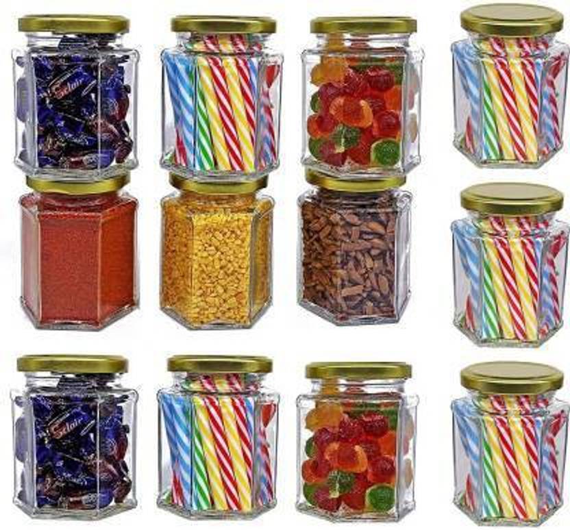 Glasop Hexa shape Glass Kitchen Container For Storage Masla | Grocery ...