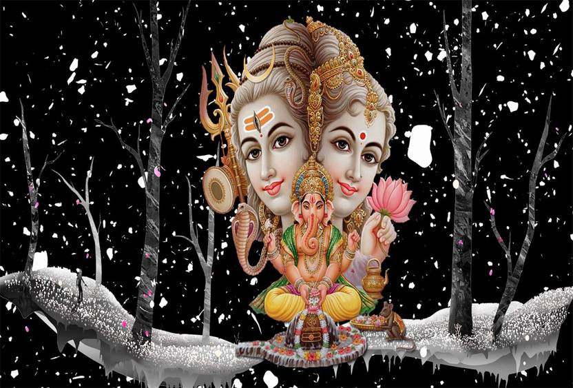 PRMAAN 60.96 cm Shiv bhakti Shiv Family , Mahakaal, Mahadev Wall ...