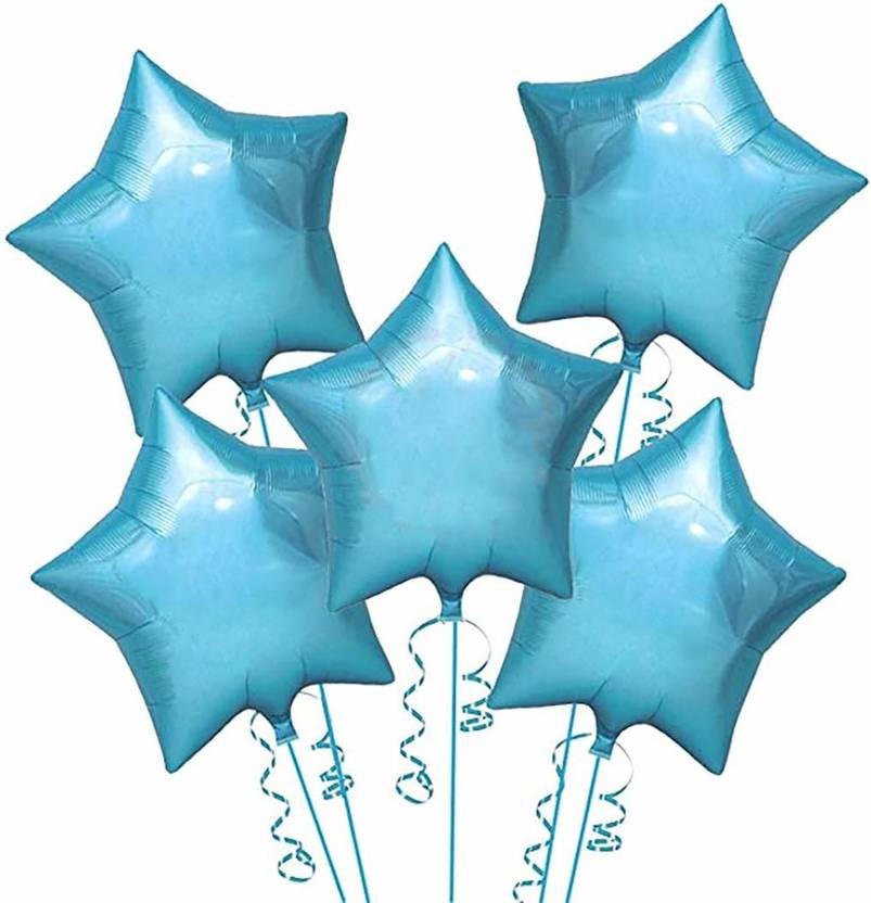 Party Propz Solid 5pcs 18 Light Blue Star Foil Balloons