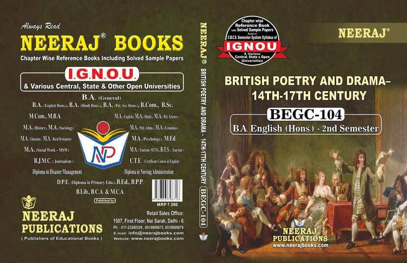 Neeraj Publications BEGC-104 BRITISH POETRY AND DRAMA - 14TH-17TH ...