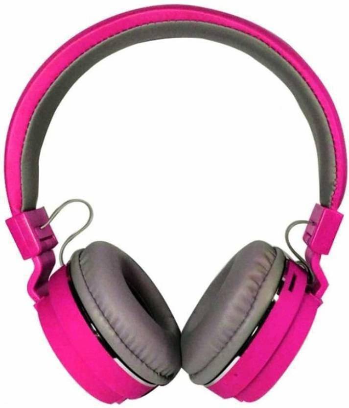 atox SH-12 Portable & Foldable Over-Ear Bluetooth Headphone(Pink ...
