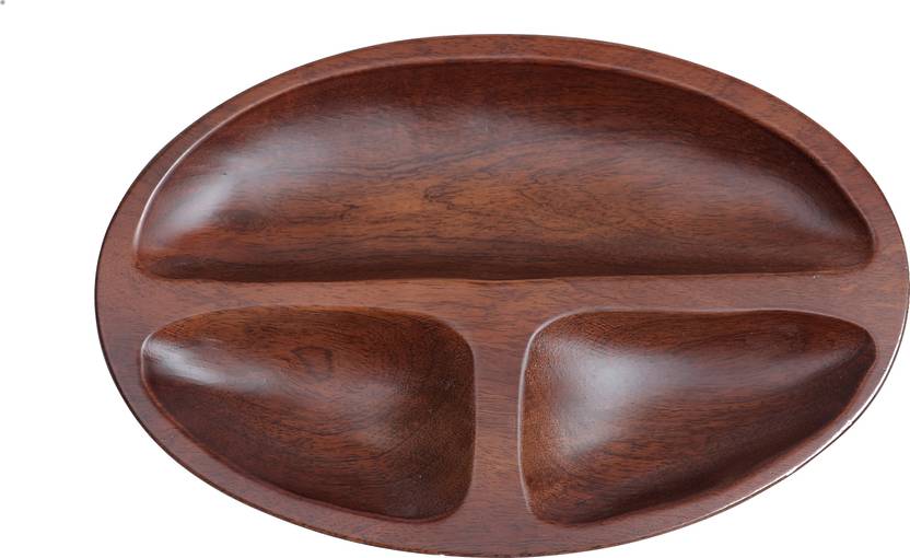 Sattva Crafts Wooden plater for dinner - Partition plate - Natural Wood ...