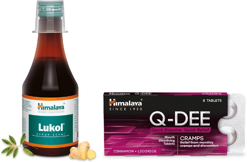 HIMALAYA Lukol Syrup 200ml + Q DEE Cramps 8*10 Strips Price in India ...