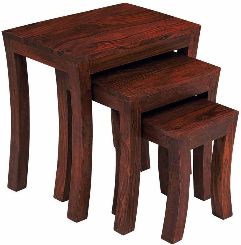 Shreya Decor Sheesham Wood Nesting Tables Set of 3 Stools Solid Wood ...