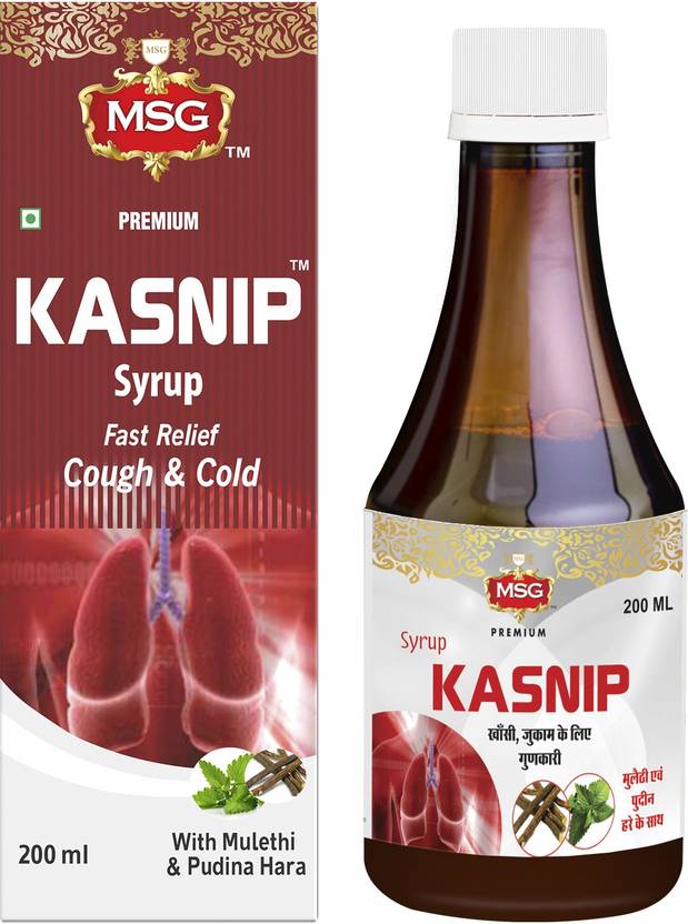MSG Kasnip Cough & Cold Ayurvedic Syrup with Mulethi and Pudin Har ...