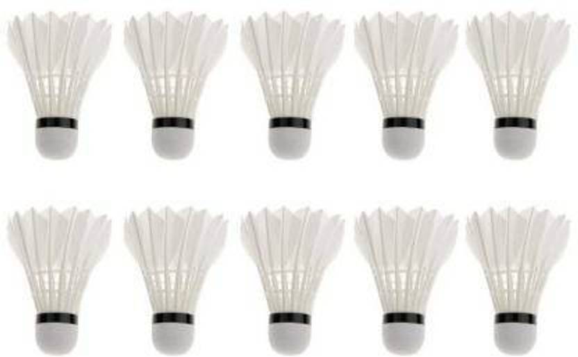 AT COLLECTION Shuttlecock Pack of 10 Feather Shuttle Cock (White ...