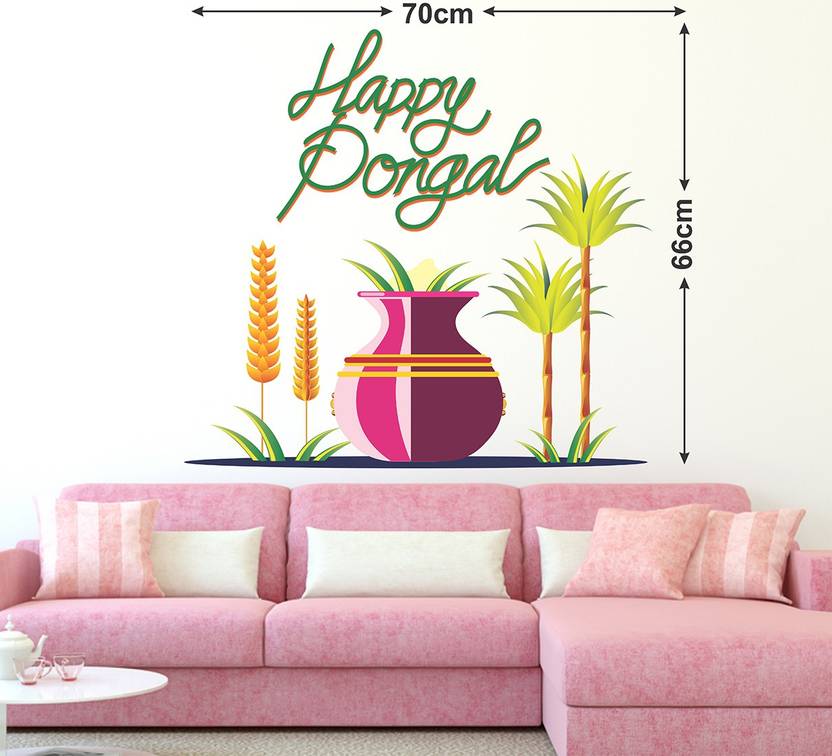 Tuffuk 66 cm Happy Pongal | Wall Stickers | PVC Vinyl | Non-Reusable ...
