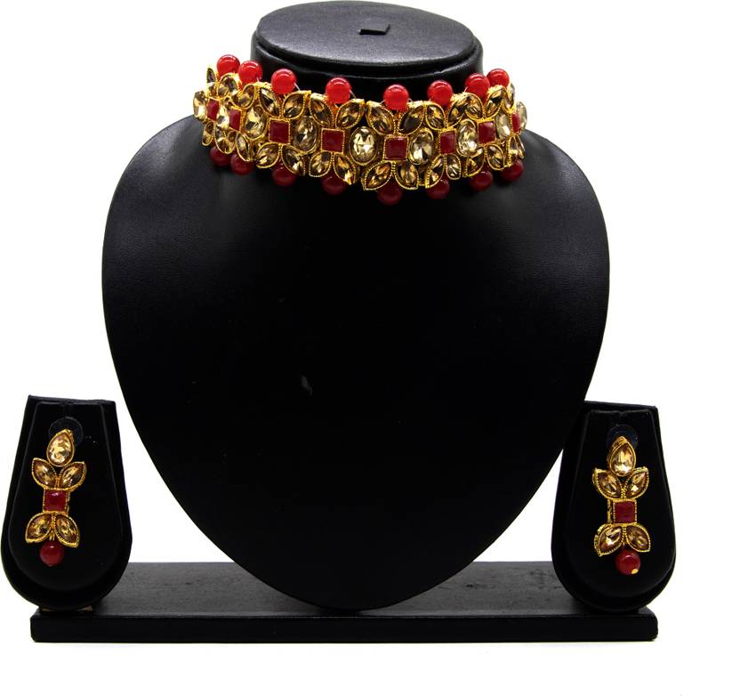 VIVA VIRAL Alloy Gold-plated Red, Gold Jewellery Set Price in India ...