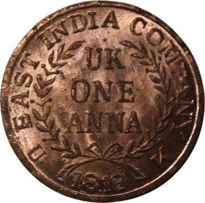 MAX 1 Anna East India Company 1818 Lord Hanuman Rare Coin Medieval Coin ...