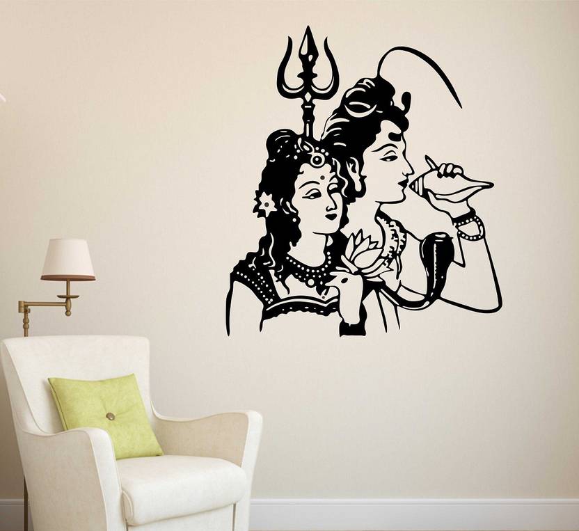 TRIDENT 60 cm Lord Shiva & Parvathi Removable Sticker Price in India ...