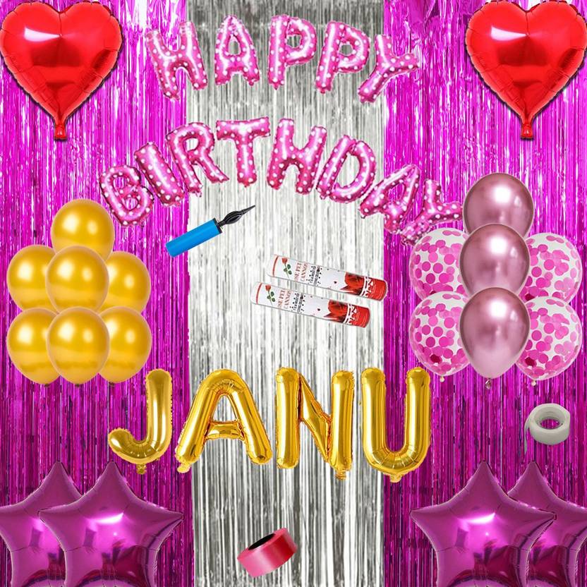 Shopperskart Happy Birthday JANU Letter Foil Balloon Combo/Kit/Pack for ...