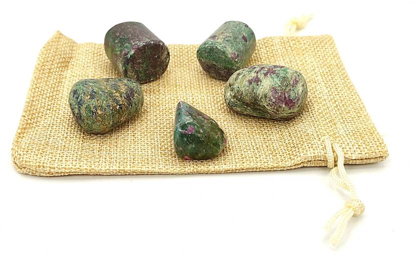 Plus Value Ruby Zoisite Tumbled Stones Pebbles 100grams Polished in Jute Bag Regular ...