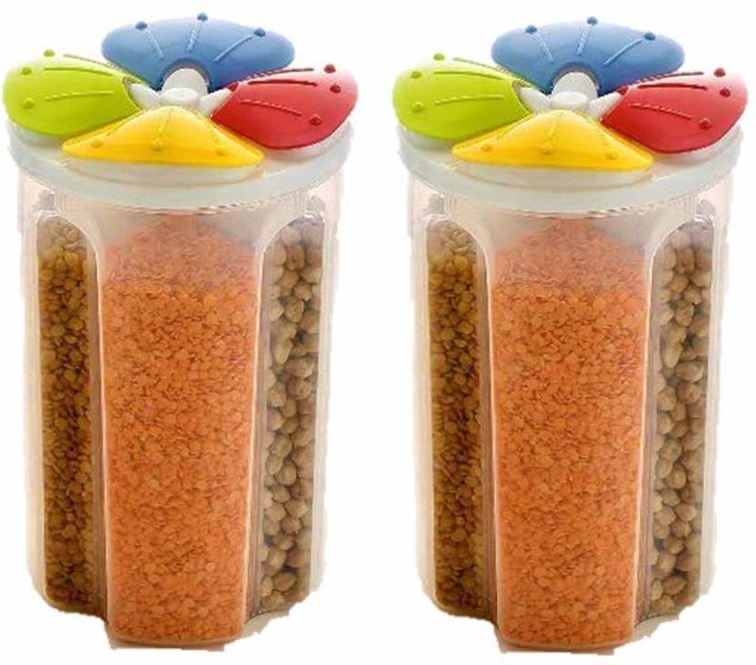 SWISS WONDER Masala Dabba 4 in 1 - 2500 ml Plastic Cereal Dispenser ...