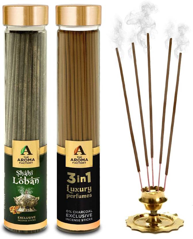 The Aroma Factory Loban & 3 in 1 Incense Sticks Agarbatti (Charcoal ...