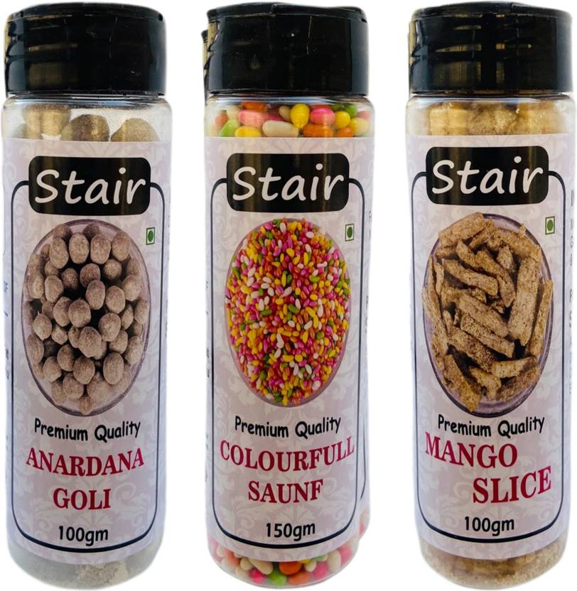 S Stair Anardana Goli 100gm, Color Saunf 150gm & Mango Slice 100gm Mix ...