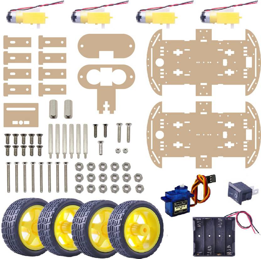 SunRobotics 4WD Robotics DIY Chassis with Motors & wheels (With 4AA ...