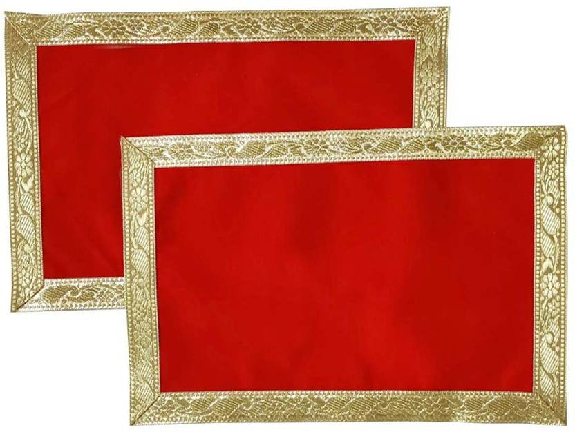 HarGrow Red Velvet Pooja Aasan Cloth/Chowki Aasan Kapda/Altar Cloth for ...