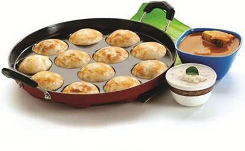 LOOT-LEY 12 Cavities Non Stick Appam Patra with Lid and Side Handle ...