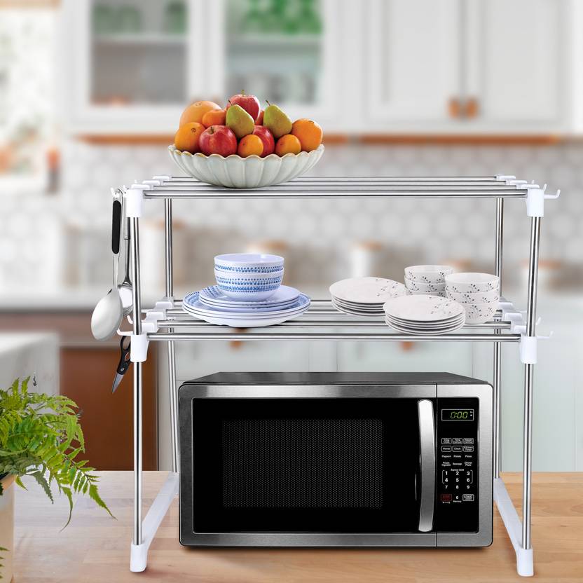 Case4You Steel 2 Layer Adjustable Microwave Oven Stand Expandable ...