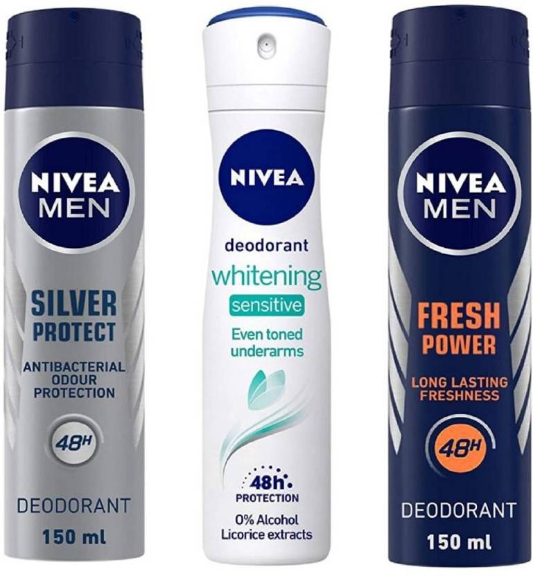 NIVEA Silver Protect Deo 150 ml , Whitening Sensitive Deo 150 Ml ...