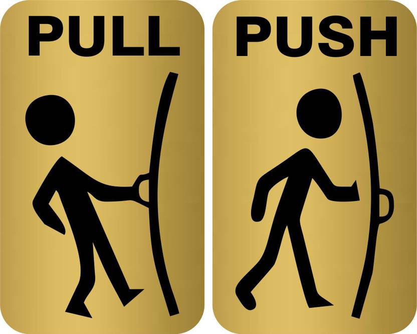 Signkart Push Pull Metallic Gold Color Sign Sticker for Glass Doors ...