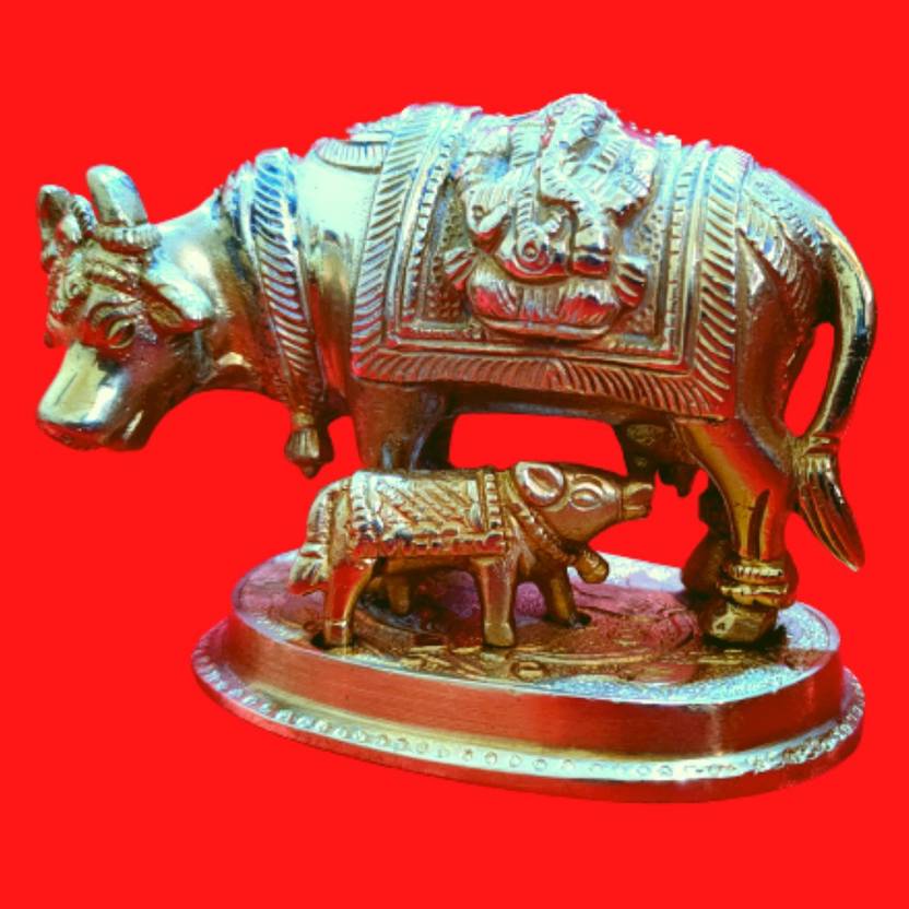 aalayam selveer Brass Komatha Cow & Calf | Brass Gomatha Statue - 550g ...
