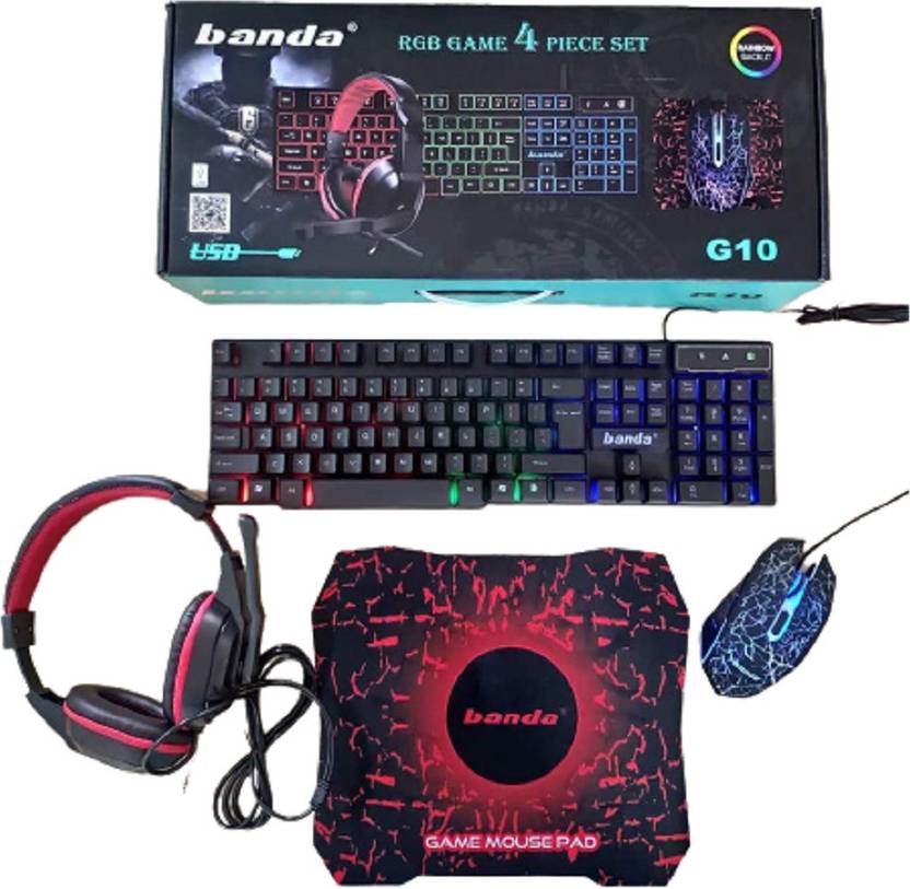 Tech Aura Banda g10 RGB Rainbow Backlit Gaming Keyboard and Mouse Combo ...