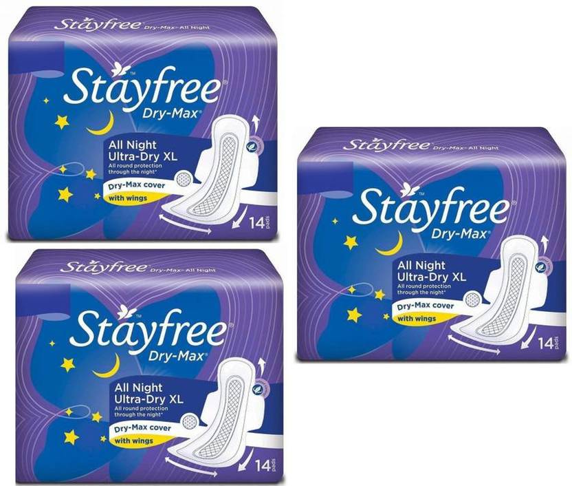 STAYFREE Dry-Max All Night Ultra-Dry With Wings - XL (14 +14 +14 ...