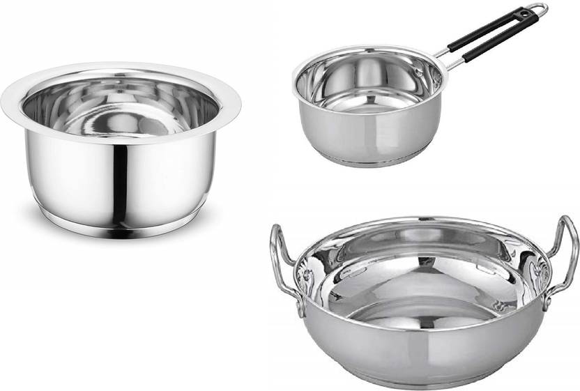 Kanshita's Rasoiware Stainless Steel Induction Bottom Tea pan & Kadhai ...
