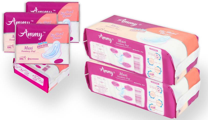 Ammy XXL Maxi Rash Free Extra Long Soft Cottony 72 Pads for Ladies ...
