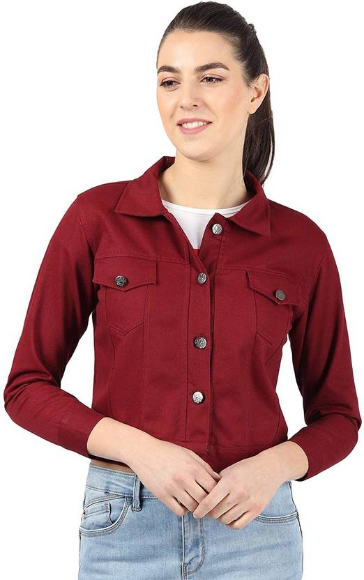 B&B-BUTTONS & BOWS Full Sleeve Solid Women Denim Jacket - Buy B&B ...