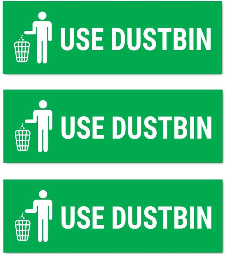 Mindcraftz Use Dustbin Sign Board Green color Pack of 3 Emergency Sign ...