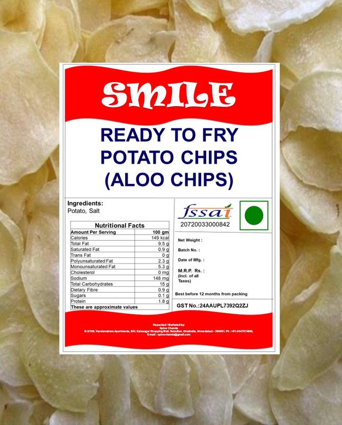 Smile Home Made Ready to Fry Raw Potato Chips / Ready to Fry Dry Aloo ...