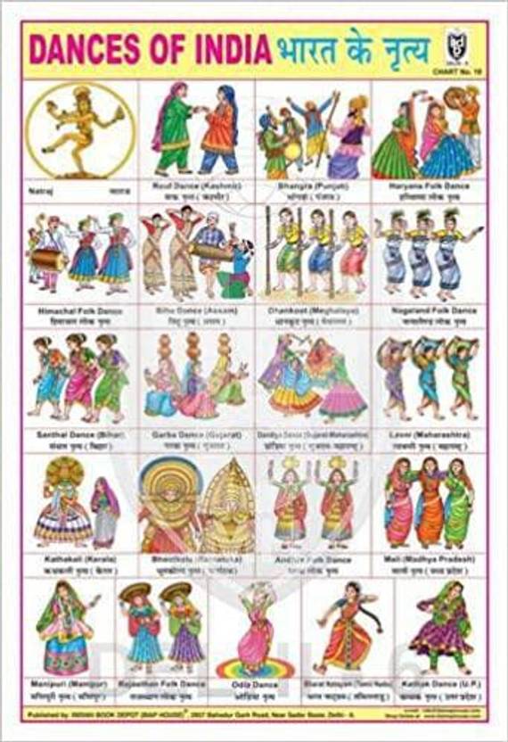 DANCES OF INDIA CHART [Wall Chart] INDIAN BOOK DEPOT (MAP HOUSE) Paper ...